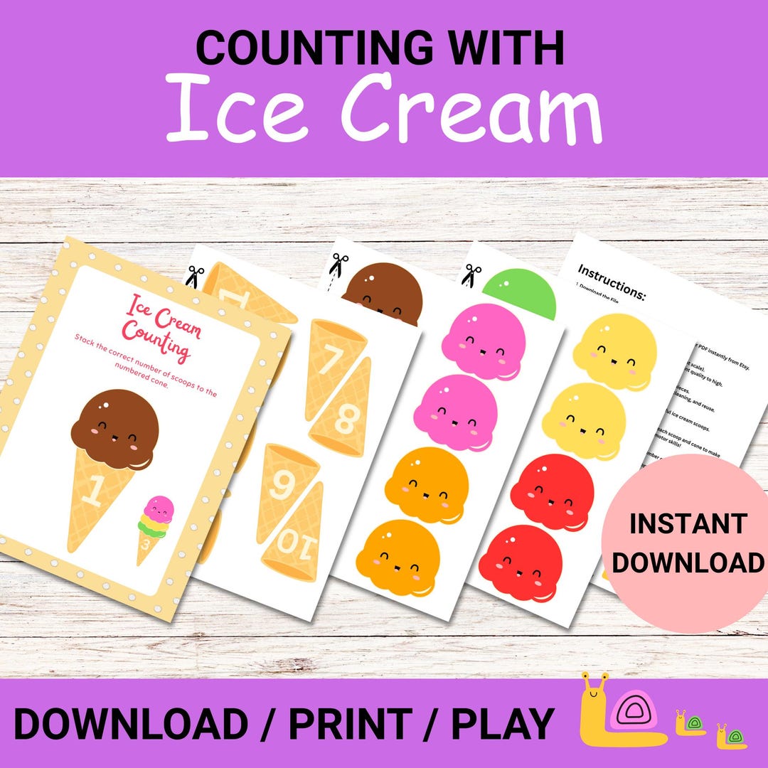 Printable Ice Cream Counting Activity for Toddlers | Preschool Math ...