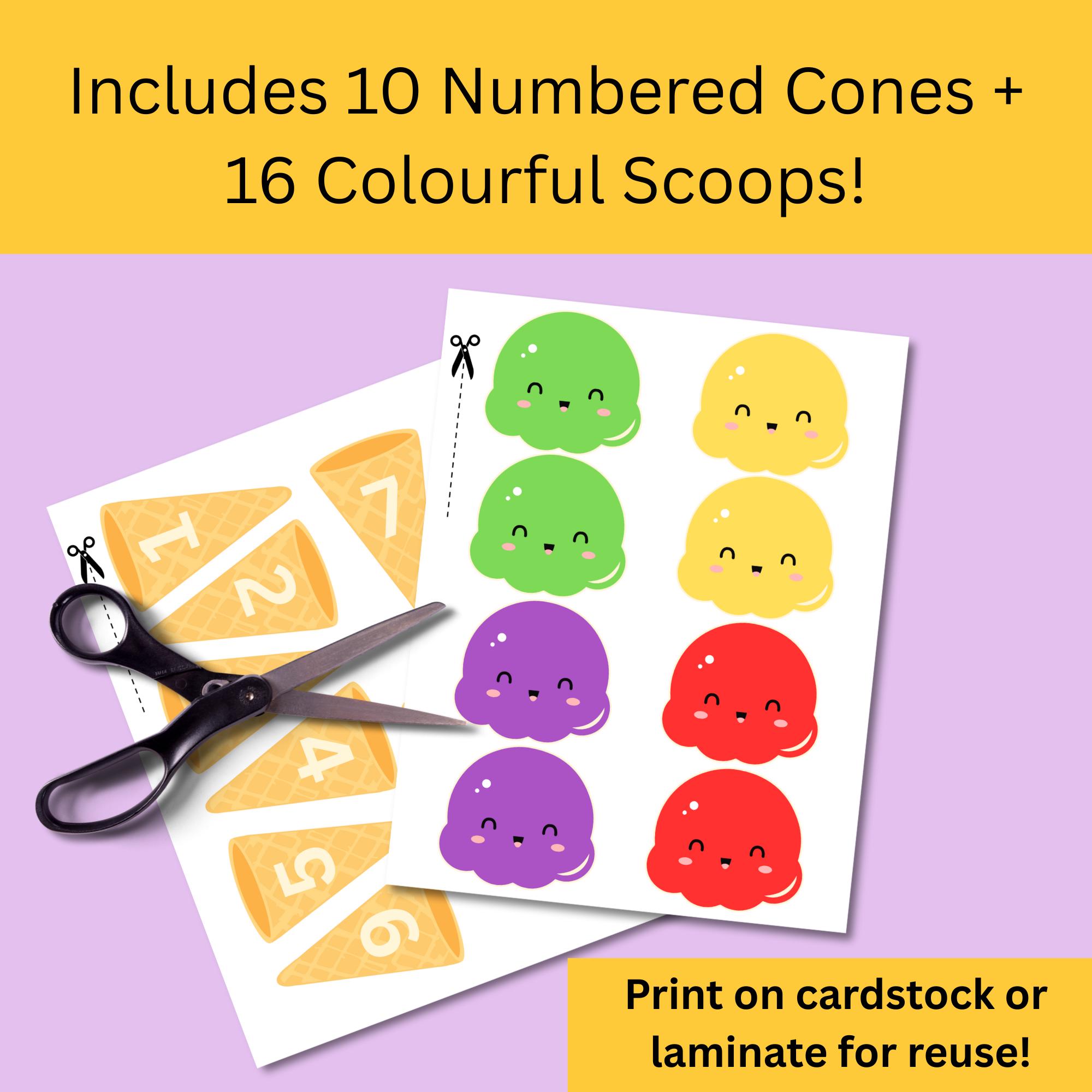 Printable Ice Cream Counting Activity for Toddlers | Preschool Math ...