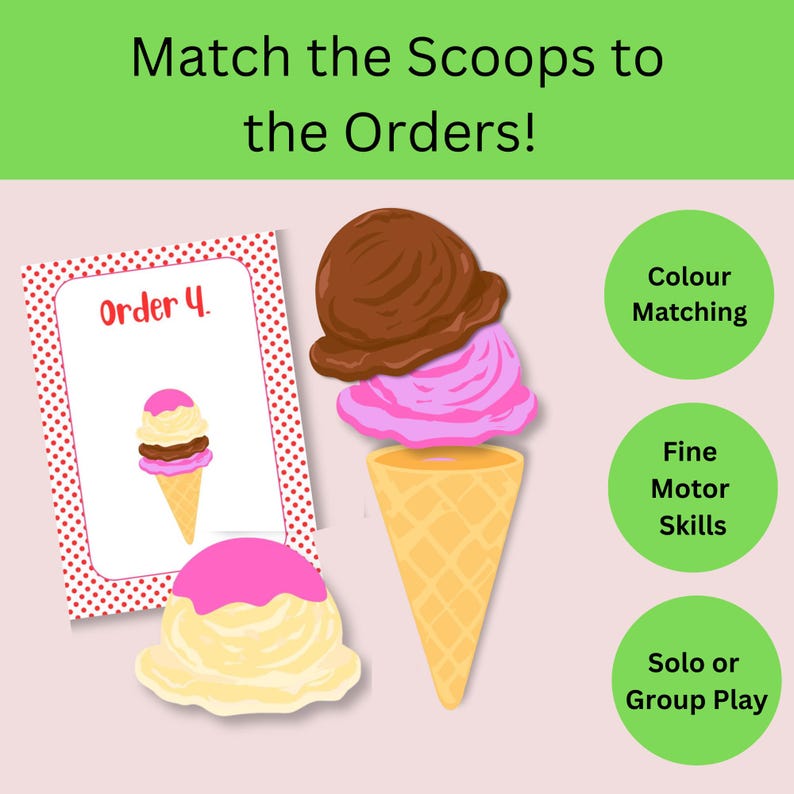 Build an Ice Cream Game Printable | Digital Colour Matching Activity ...
