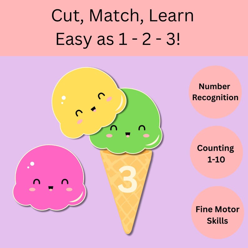 Printable Ice Cream Counting Activity for Toddlers | Preschool Math ...