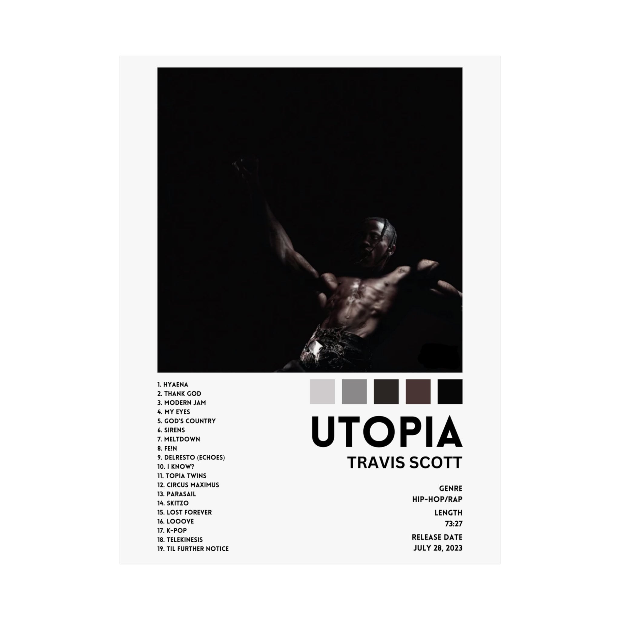 Travis Scott Poster / UTOPIA Poster / Tracklist Album Cover Poster / Custom Album Poster - Etsy