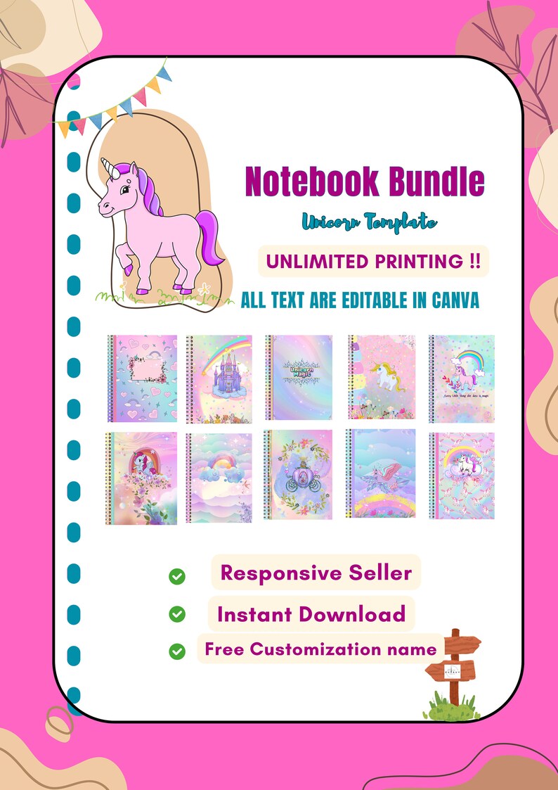 10 Cute Unicorn Notebook Cover Perfect for Your Style Notebook Rainbow ...