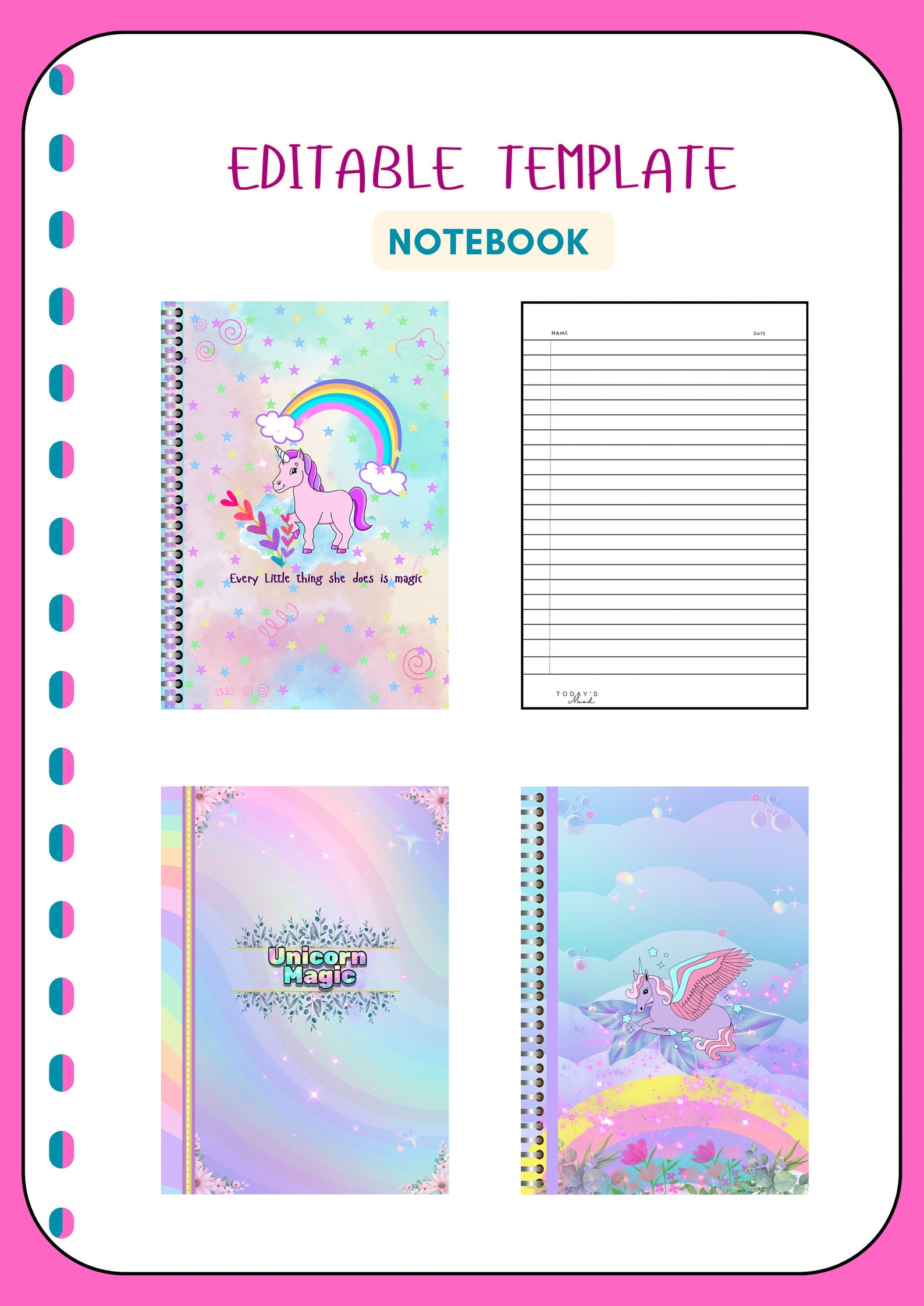 10 Cute Unicorn Notebook Cover Perfect for Your Style Notebook Rainbow ...