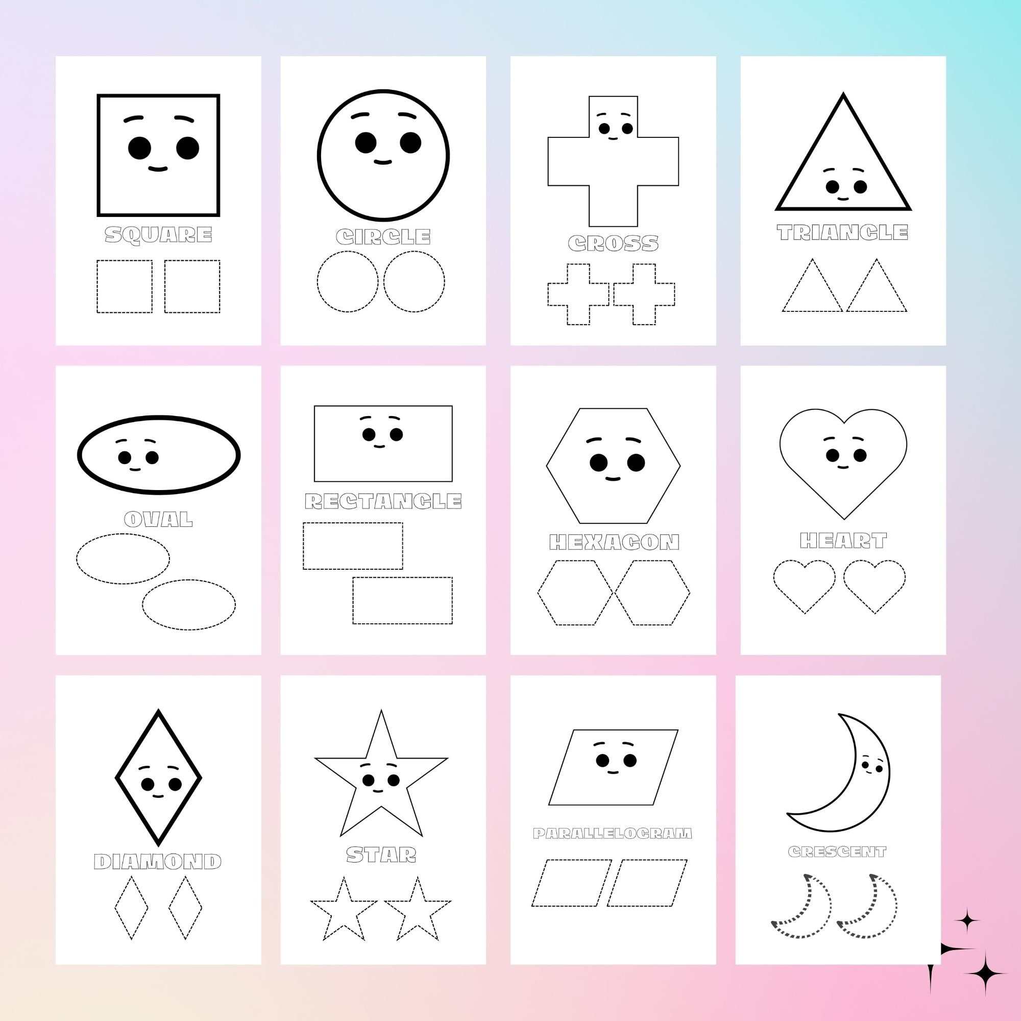 Shapes Printable, Coloring Pages, Worksheets for Kids, Kindergarten ...