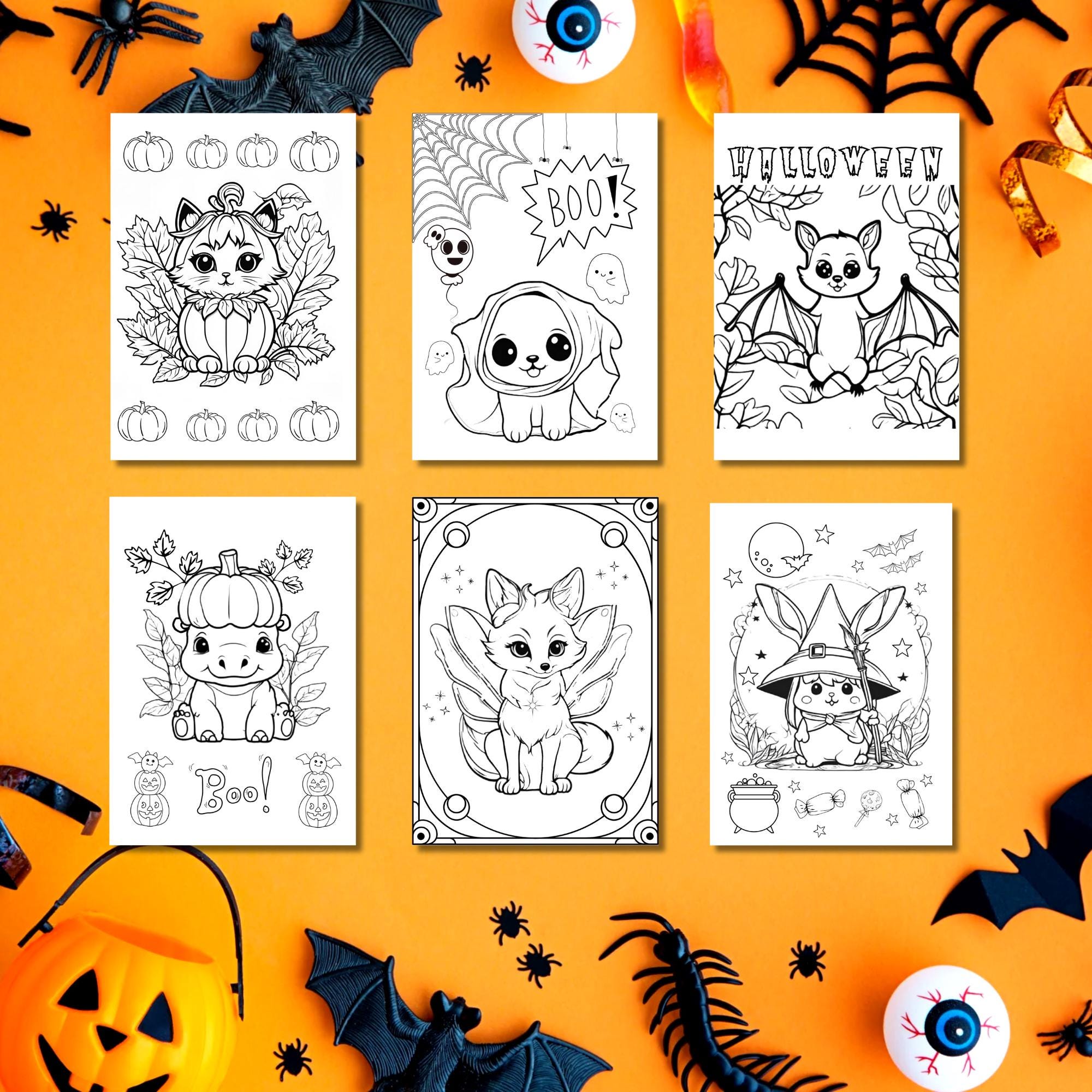 Cute Halloween Coloring Pages for Kids, Halloween Party Activity ...