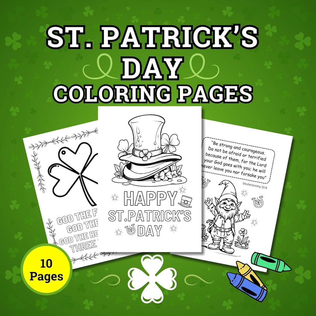 St.patricks Day Coloring Page Set,st Patricks Day Printable,st.patrick ...