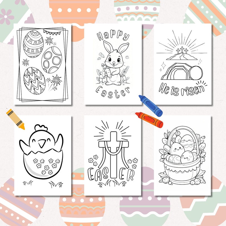 Easter Coloring Page Set, Instant Download, Easter Springtime Kids ...