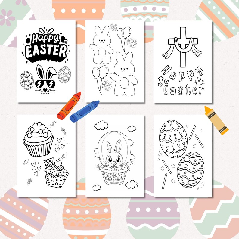 Easter Coloring Page Set, Instant Download, Easter Springtime Kids ...
