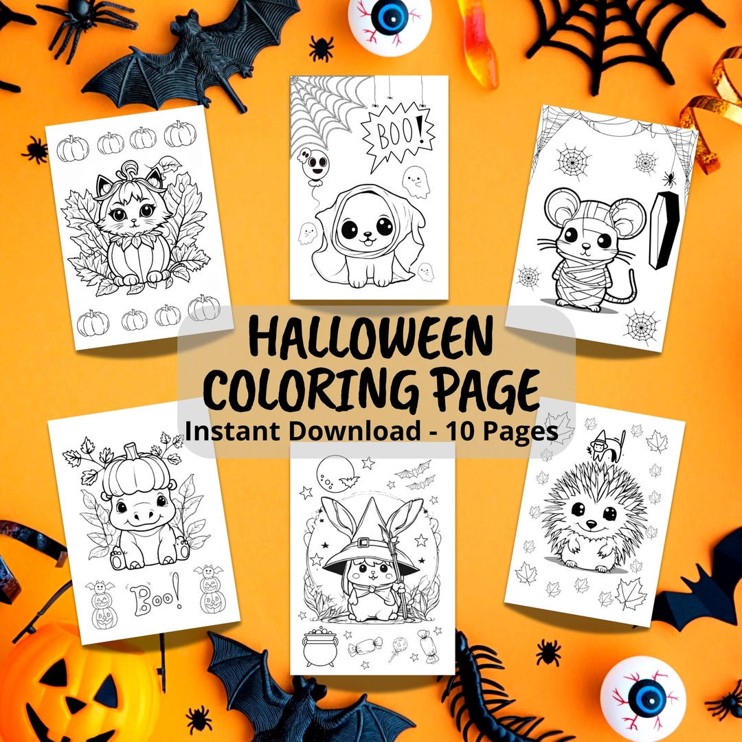 Cute Halloween Coloring Pages for Kids, Halloween Party Activity ...