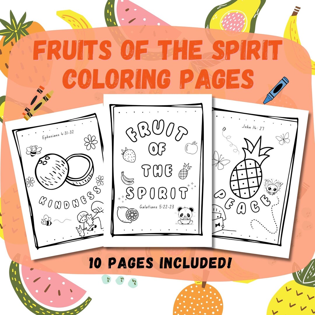 Fruits of the Spirit Coloring Pages for Kids-digital Download-bible ...