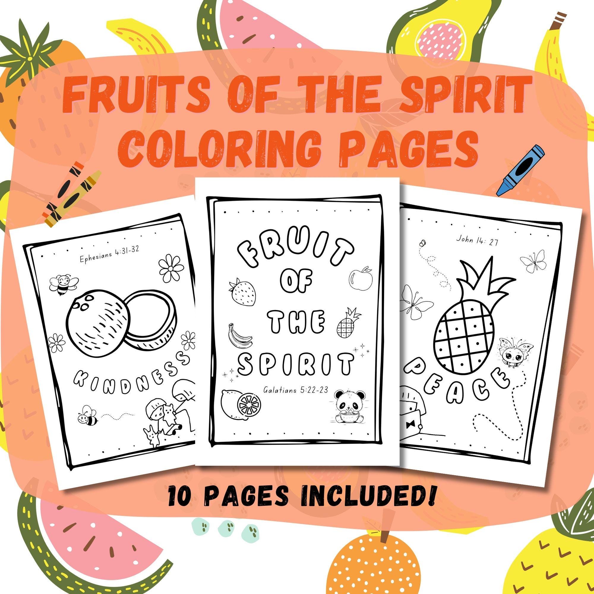 Fruits of the Spirit Coloring Pages for Kids-digital Download-bible ...