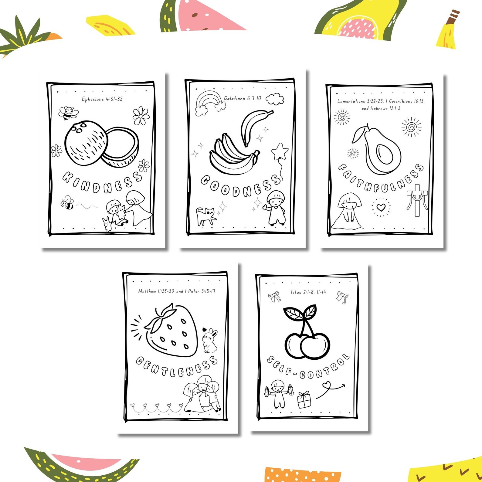 Fruits of the Spirit Coloring Pages for Kids-digital Download-bible ...