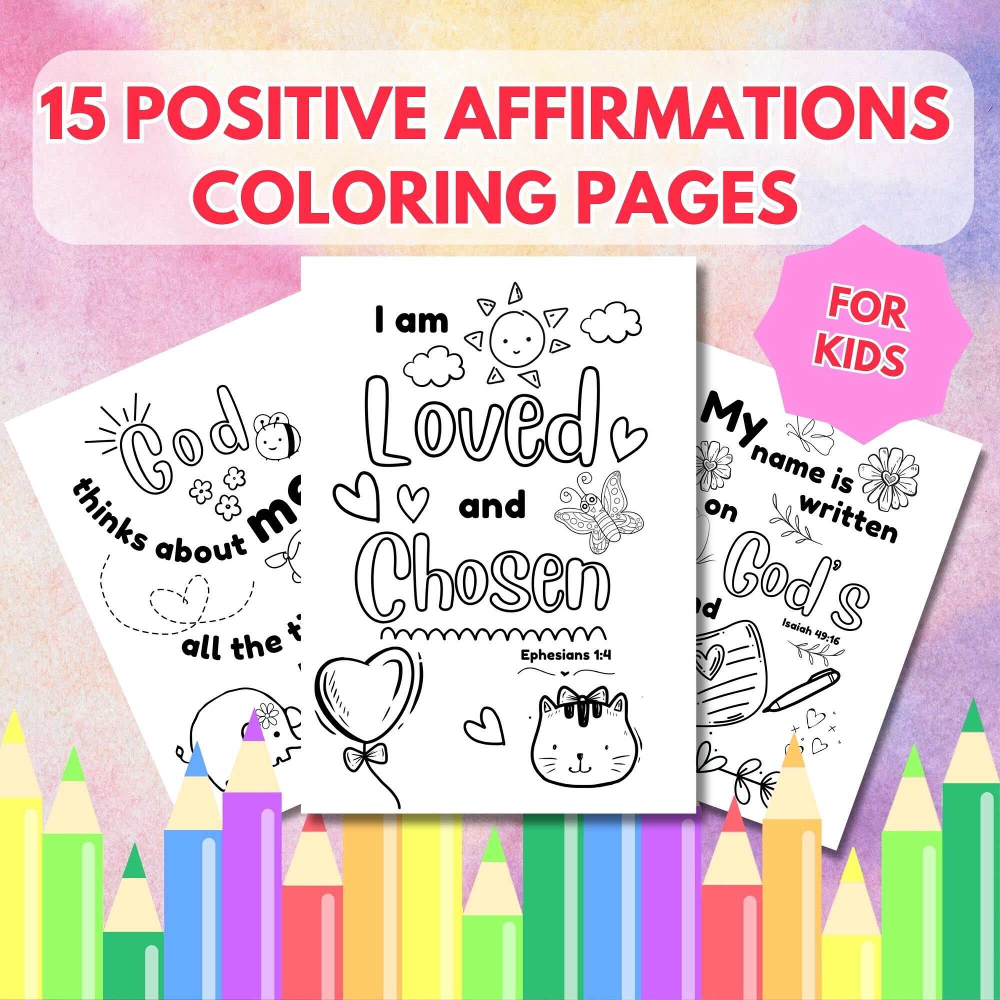 15 Biblical Affirmation Coloring Pages for Kids | Printable Affirmation ...