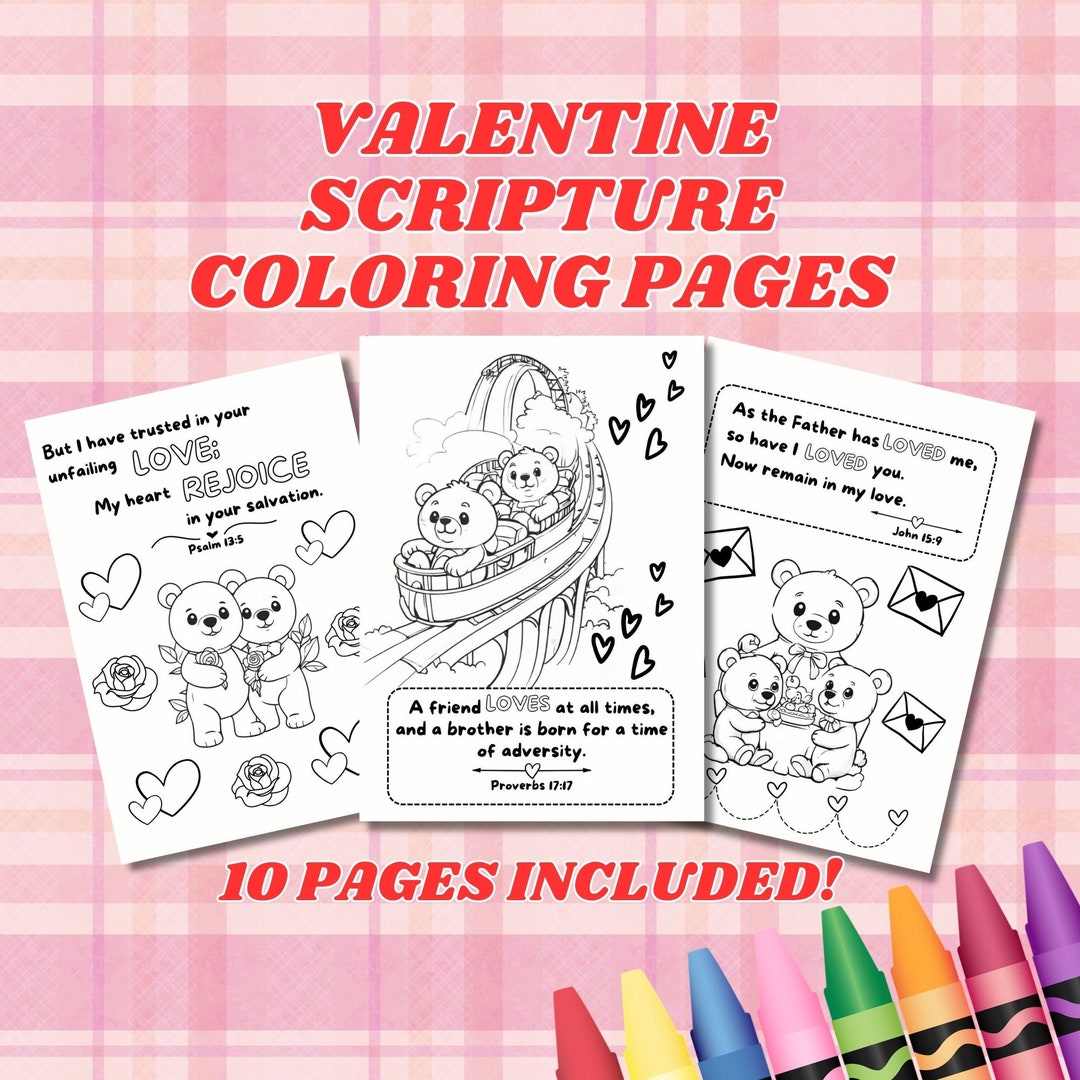 Valentines Day Scripture Coloring Pages Kids Adults, Valentines Day ...