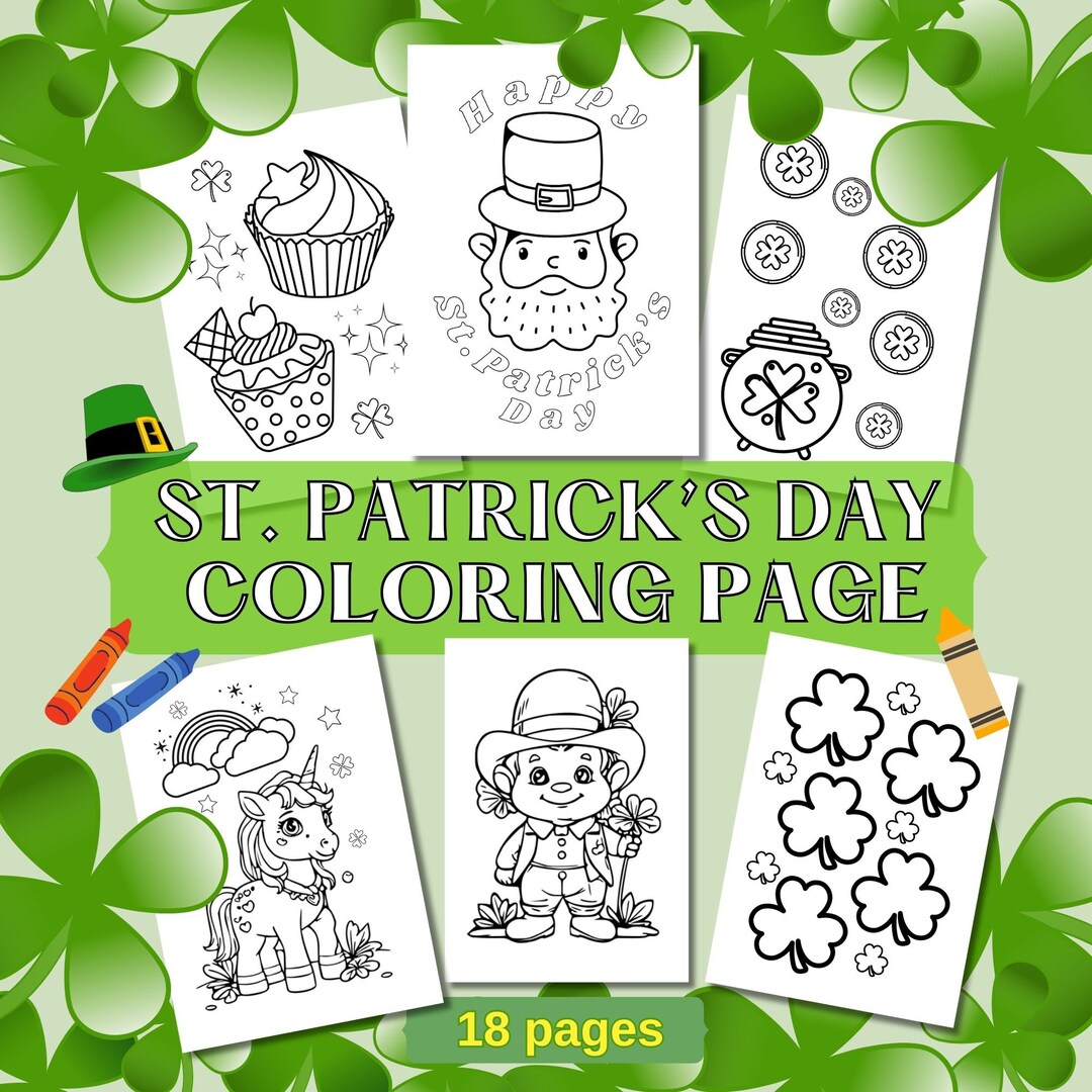 St. Patrick's Day Coloring Pages: Leprechauns, Shamrocks (PDF) - Etsy