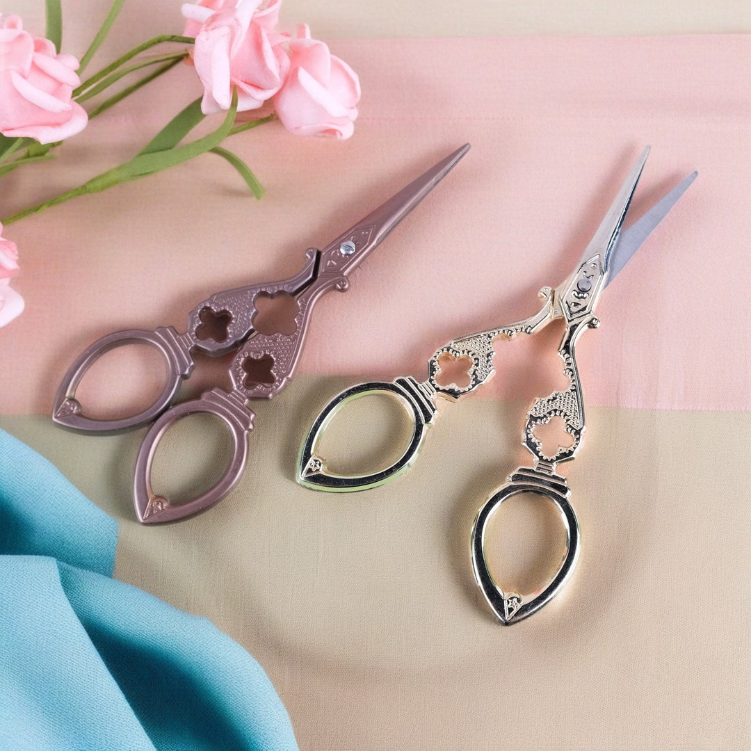 Retro -style Bronze Scissors, Scissors of Golden Stitching, Embroidered ...