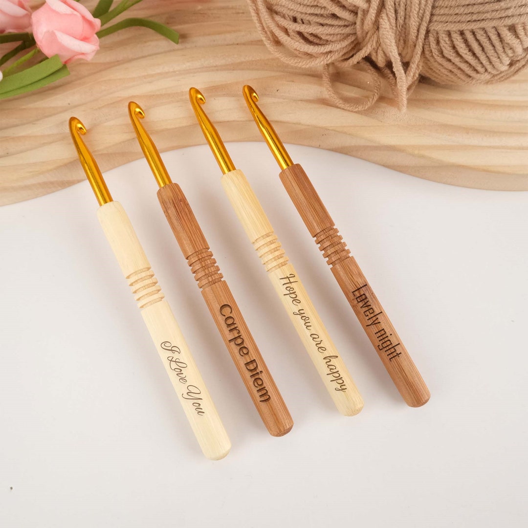 Customized Name Crochet Hook, Personalized Bamboo Handle Crochet Hook ...