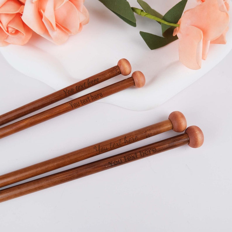 Personalized Engraved Bamboo Knitting Needles, Custom Carved Hook ...