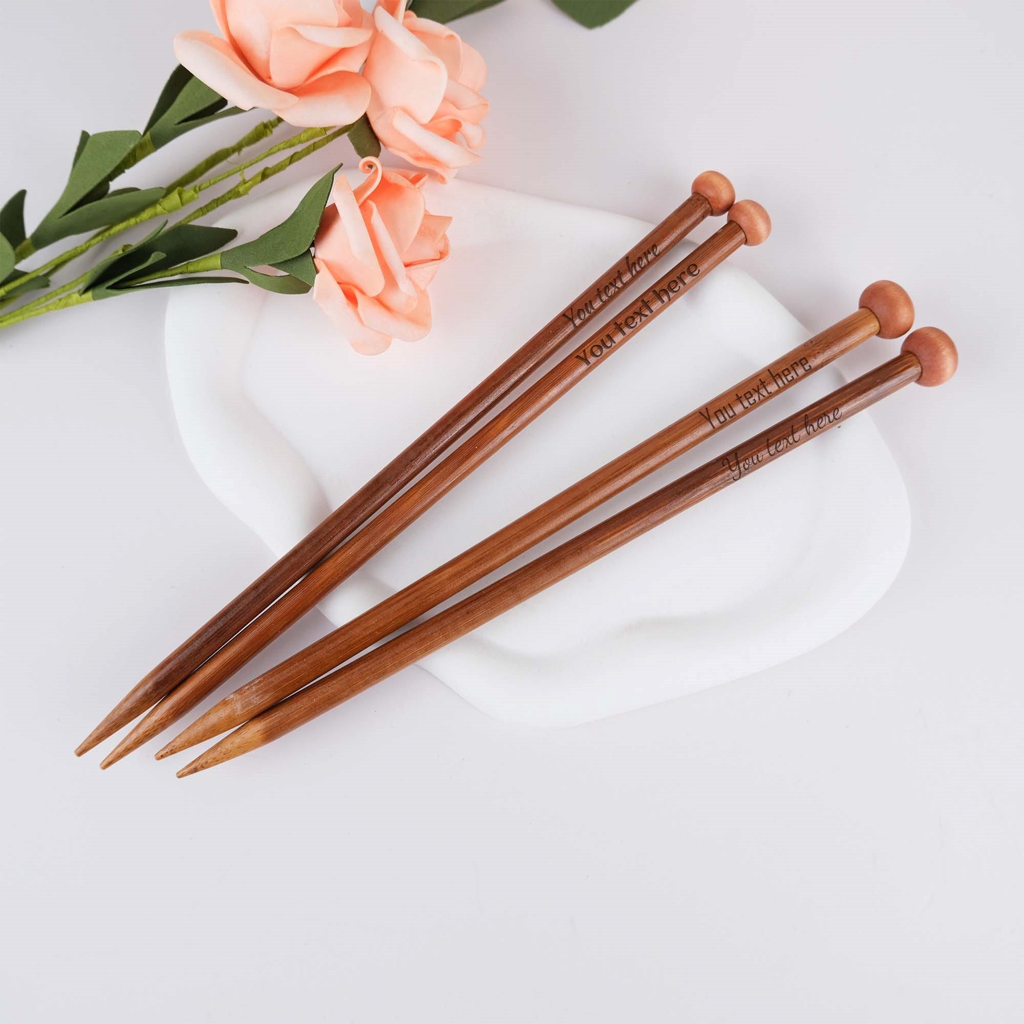 Personalized Engraved Bamboo Knitting Needles, Custom Carved Hook ...