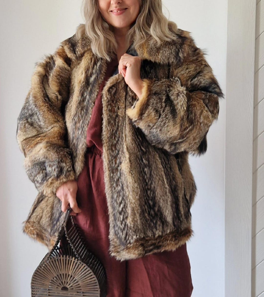 Vintage Canadian Fox Fur Jacket | Real Fawn Fox Fur Leather | Size M/L ...