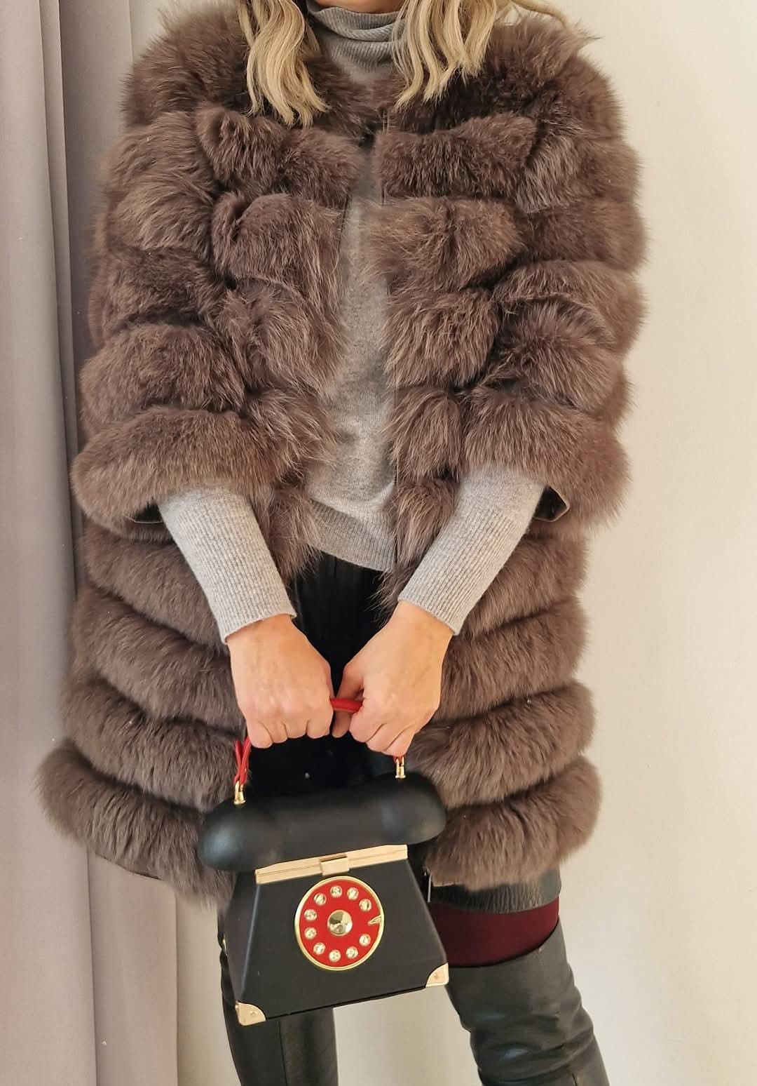 Real Brown Fox Fur Coat Brown Fox Short Jacket Furry Hairy Coat Winter ...
