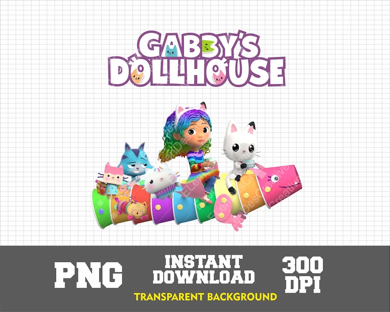 Gabbys Dollhouse PNG, Gabbys Birthday Invitation, Gabbys Svg Bundle ...