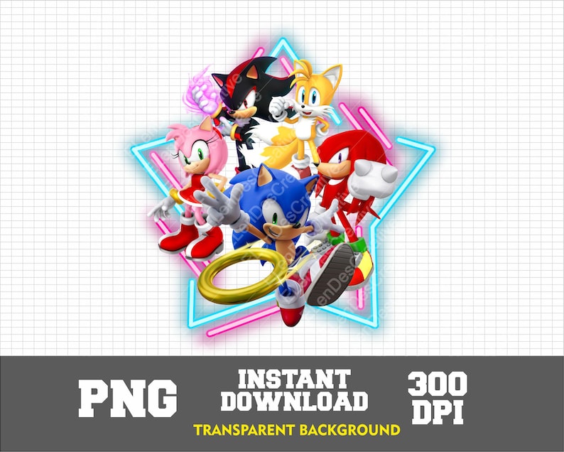 Sonic the Hedgehog PNG Cricut Pin Sticker Cake Topper Shirt Sublimation ...