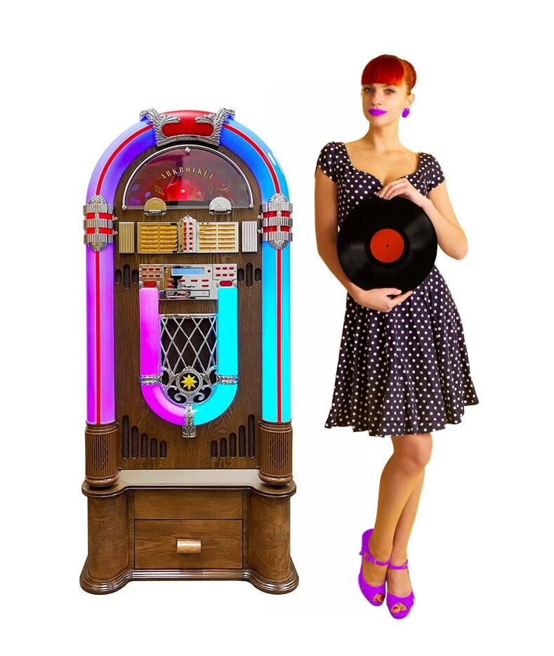 Rocket Music Center Jukebox digital Vinyl Records CD Bluetooth dark-oak ...