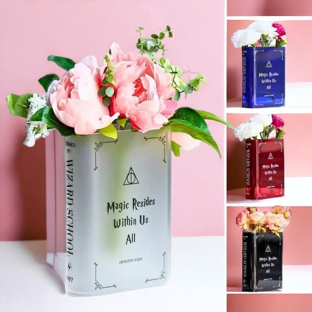 Acrylic Book Vase for Flowers Bookshelf Decor Modern Home Decor for ...
