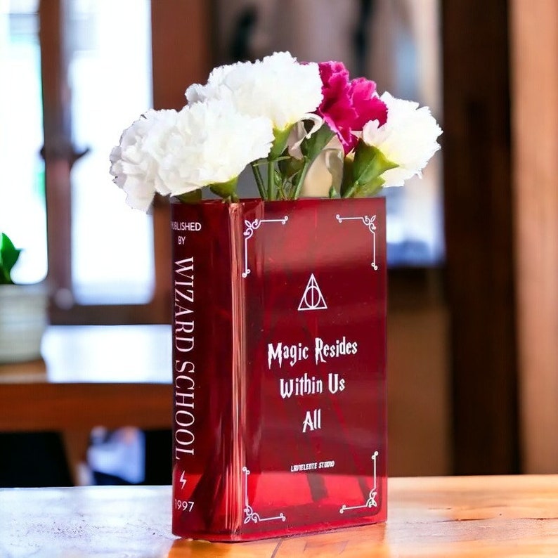 Acrylic Book Vase for Flowers Bookshelf Decor Modern Home Decor for ...
