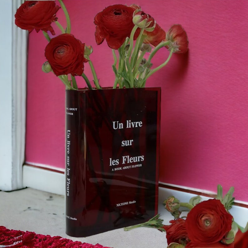 Acrylic Book Vase for Flowers Bookshelf Decor Modern Home Decor for ...