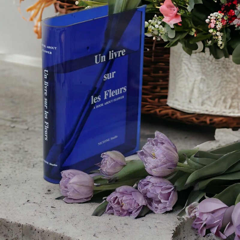 Acrylic Book Vase for Flowers Bookshelf Decor Modern Home Decor for ...