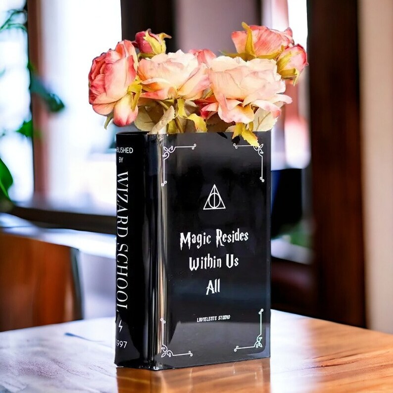 Acrylic Book Vase for Flowers Bookshelf Decor Modern Home Decor for ...