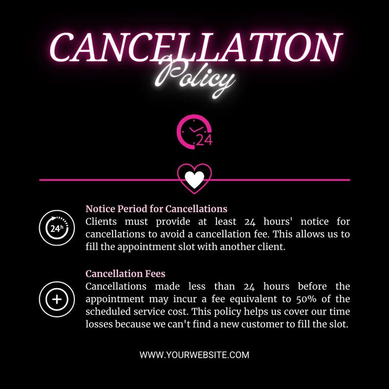 Booking Policy Template Canva for Lash Nail Tech Technician Hairstylist ...