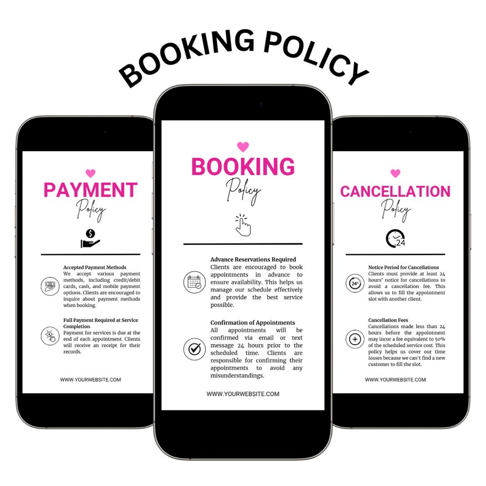 Booking Policy Template Canva for Lash Nail Tech Technician Hairstylist ...