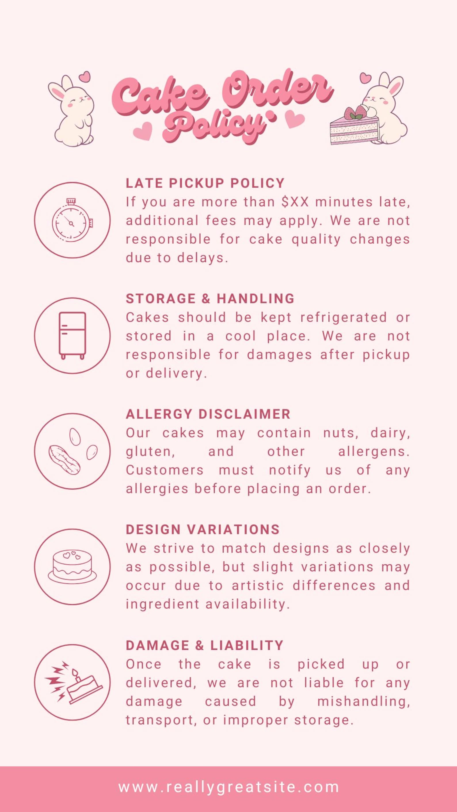 Cake Order Policy Template Canva IG Story & Post Pastry Small Business ...