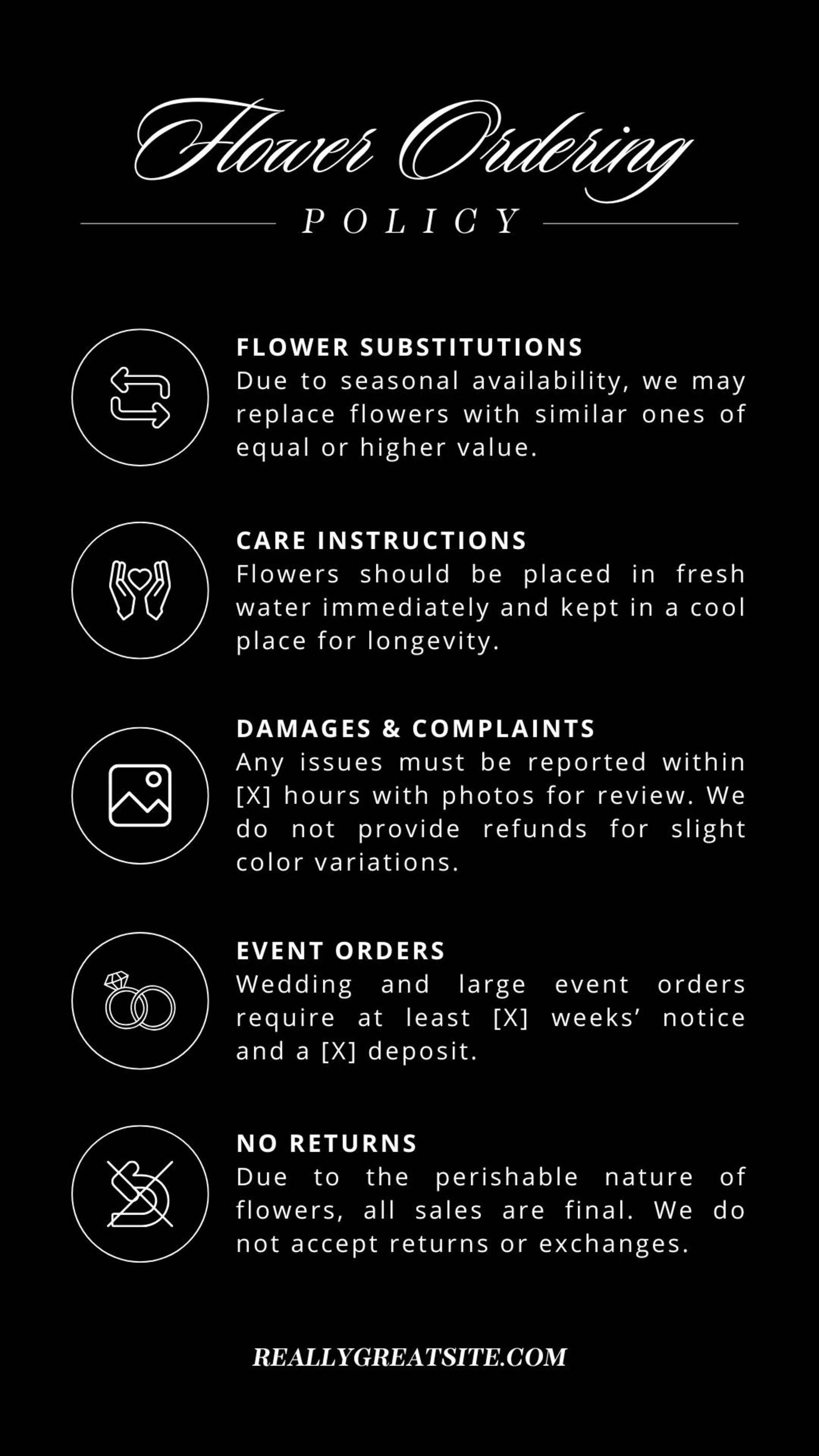 Floral Ordering Policy Template Canva IG Story & Post Small Business ...