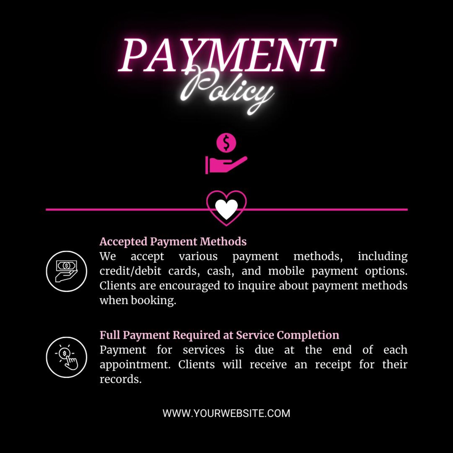 Booking Policy Template Canva for Lash Nail Tech Technician Hairstylist ...