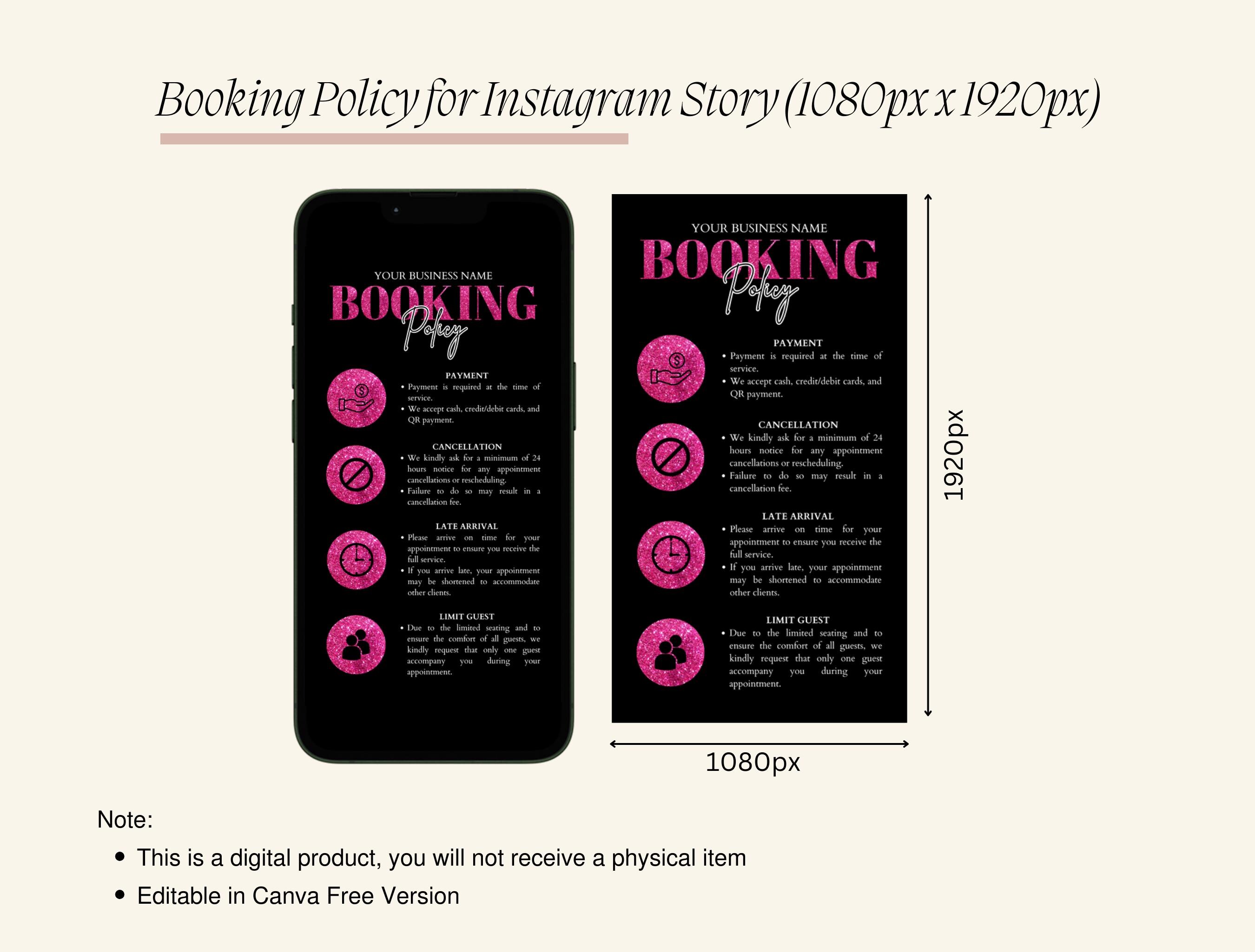 Booking Policy Template Pink, Cancellation Policies for Beauty Salon ...