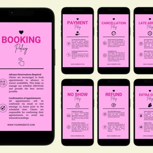 Booking Policy Template Canva for Lash Nail Tech Technician Hairstylist ...