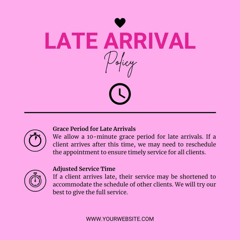 Booking Policy Template Canva for Lash Nail Tech Technician Hairstylist ...