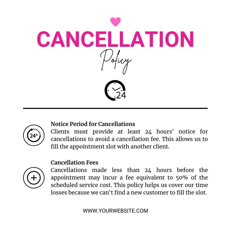 Booking Policy Template Canva for Lash Nail Tech Technician Hairstylist ...