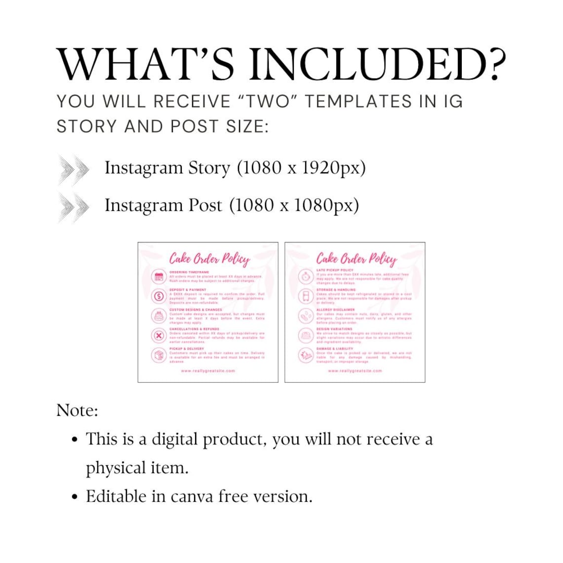 Cake Order Policy Template Canva IG Story & Post Pastry Small Business ...