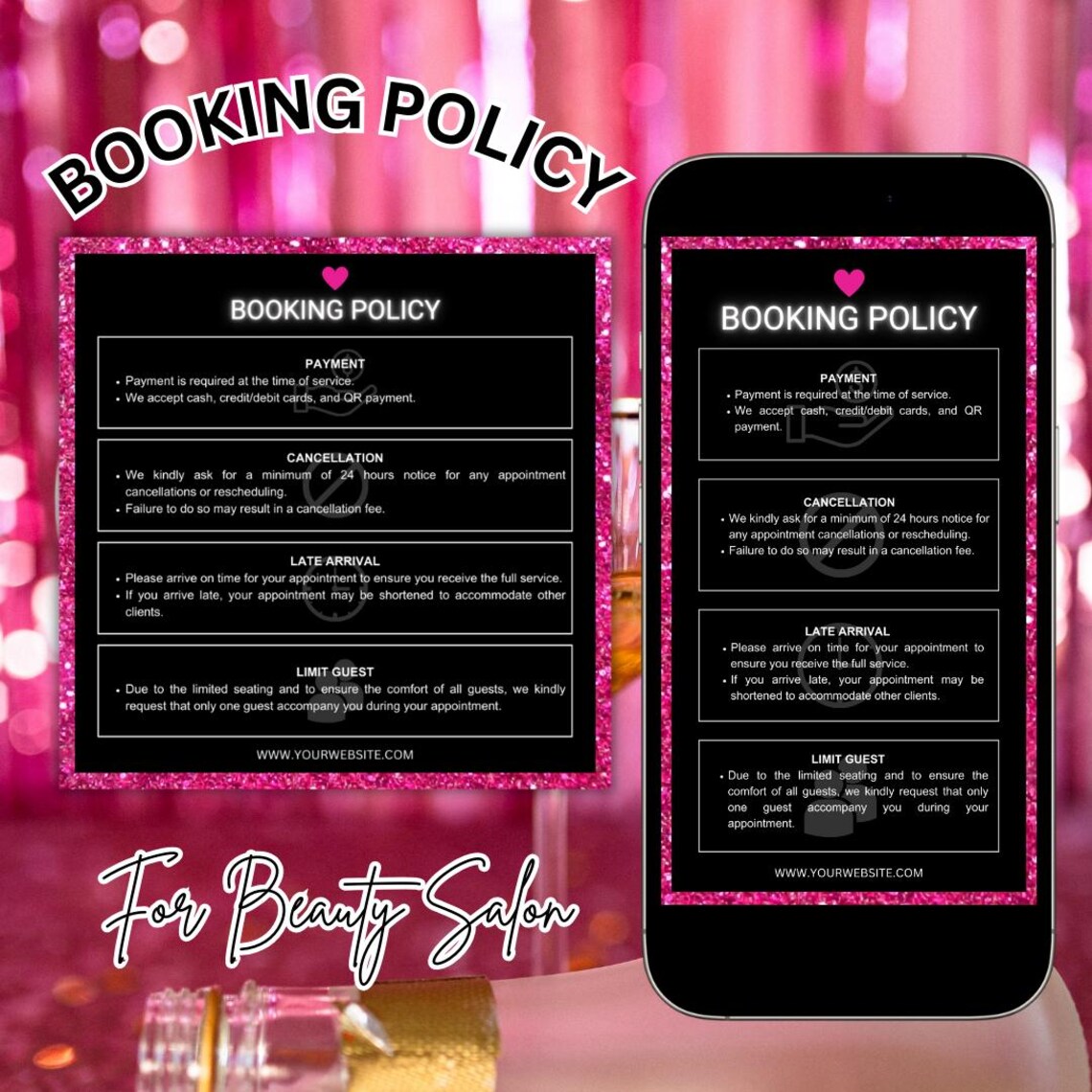 Booking Policy Template Canva for Lash Nail Tech Hair Braid Hairstylist ...