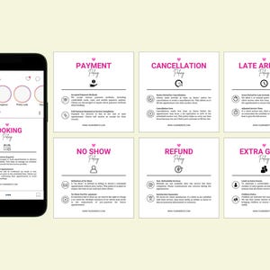 Booking Policy Template Canva for Lash Nail Tech Technician Hairstylist ...