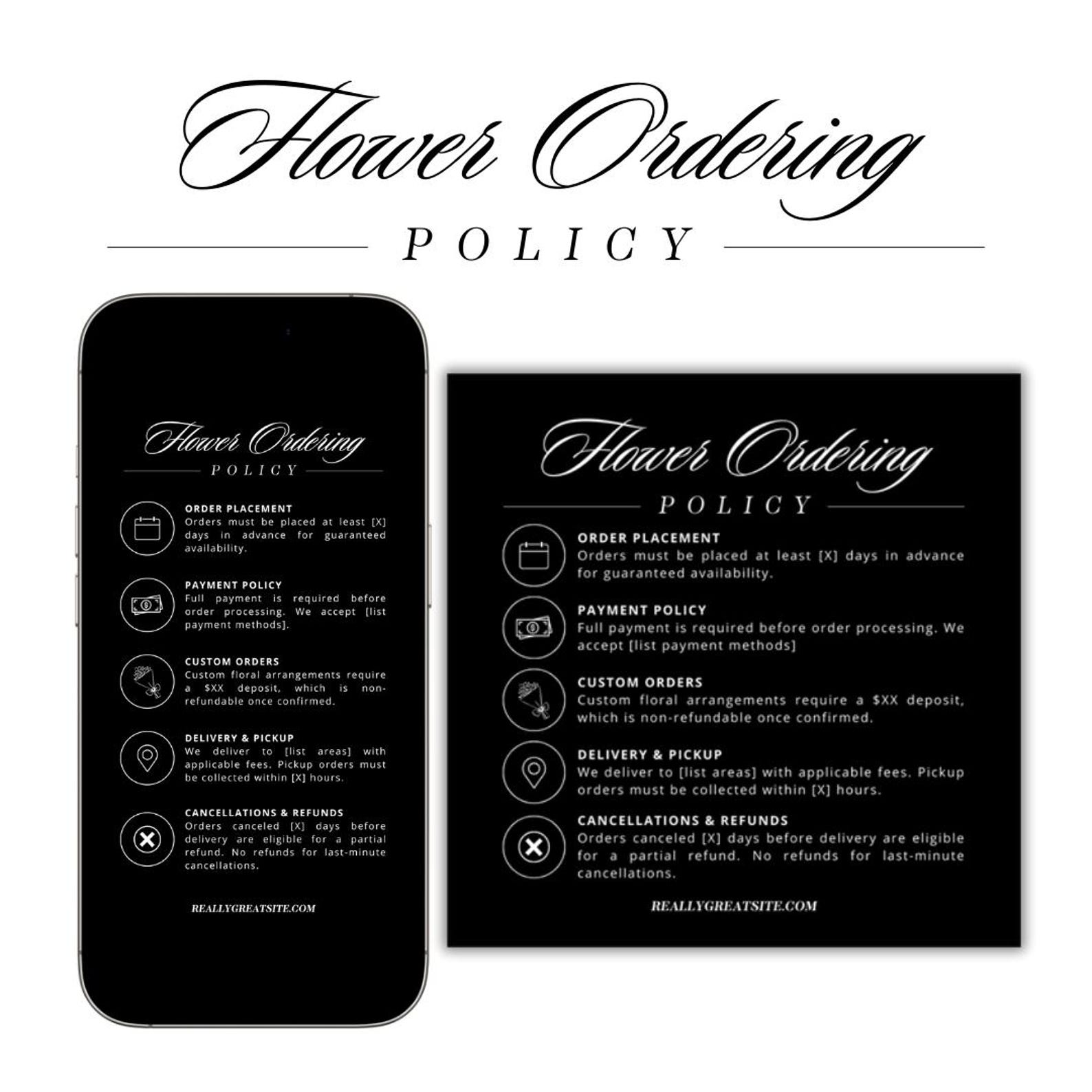 Floral Ordering Policy Template Canva IG Story & Post Small Business ...