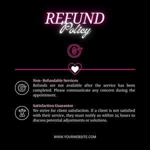 Booking Policy Template Canva for Lash Nail Tech Technician Hairstylist ...