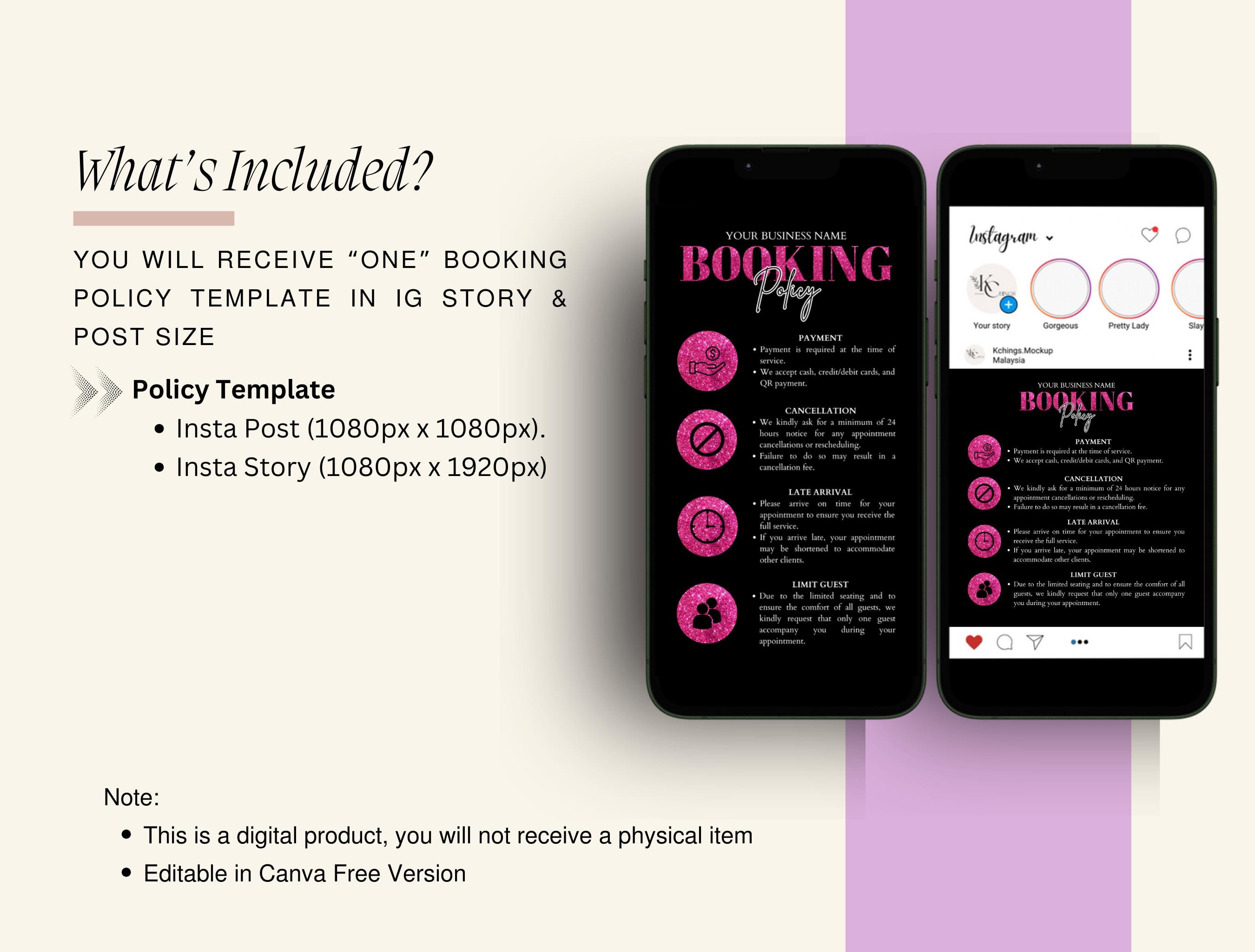 Booking Policy Template Pink, Cancellation Policies for Beauty Salon ...