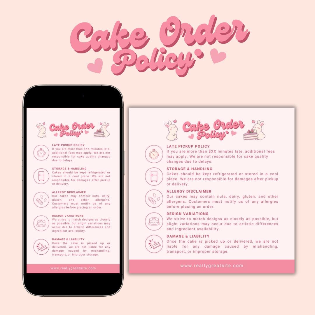 Cake Order Policy Template Canva IG Story & Post Pastry Small Business ...
