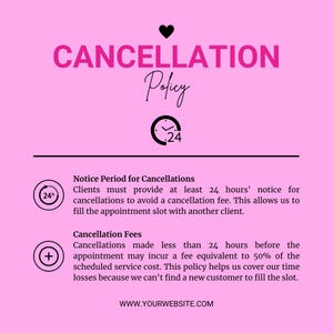 Booking Policy Template Canva for Lash Nail Tech Technician Hairstylist ...